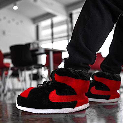 Red and Black Comfortable Plush Sneaker Slippers – SNIKOU